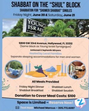 Shabbat on the Shul Block – Singles Shabbaton | June 20–21 | Zushi's List